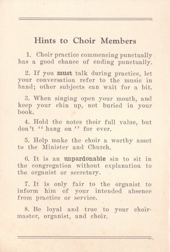 Rules of the Church Choir