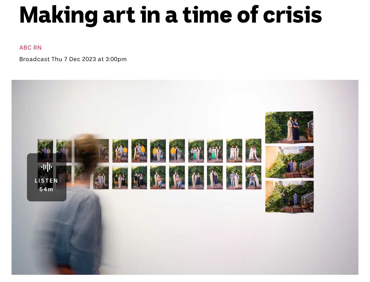 Making art in a time of crisis